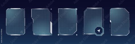 HUD Digital Futuristic User Interface Square Frame Set Sci Fi High Tech Screens Game Menu