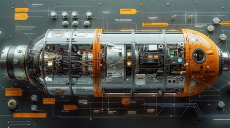 Crosssectional View Of A Futuristic Autonomous Spacecraft Premium Ai Generated Image