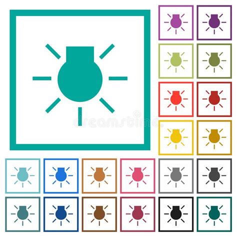 car parking lights indicator solid flat color icons with quadrant