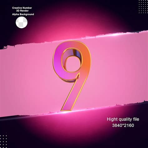 Premium Psd Pink 3d Number9 For Design