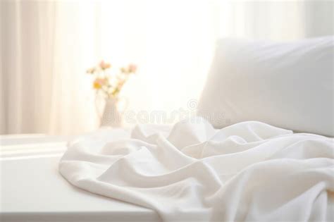 Bed With Crumpled Bed Sheet A Blanket And Pillows After Waking Up In