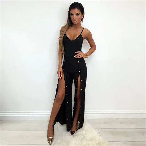 New Women Ladies Clubwear Sexy Jumpsuit High Split Summer Playsuit