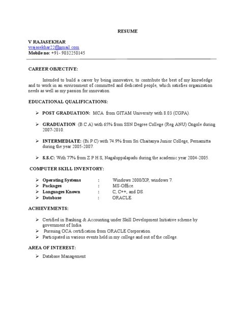 Resume Cloud Computing C Programming Language