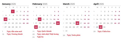 Lịch đỏ 2025 Và Các Ngày Nghỉ Lễ Nhật Bản Mailmate