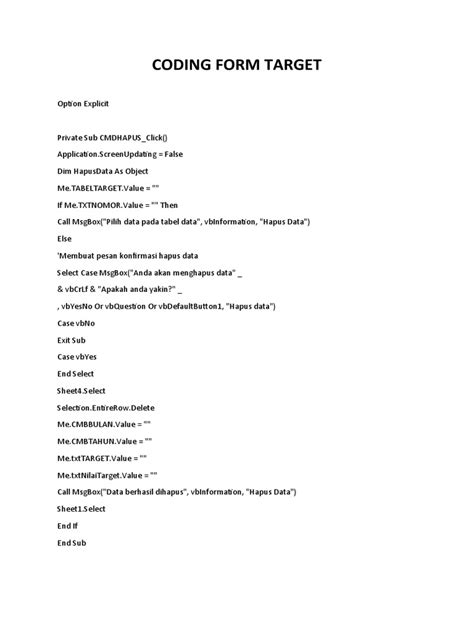 Coding Form Target Pdf Komputer