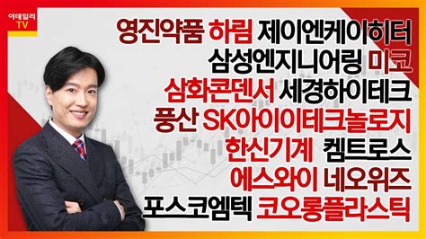 하림제이엔케이히터삼성엔지니어링미코삼화콘덴서세경하이테크영진약품sk아이이테크놀로지켐트로스에스와이네오위즈포스코엠텍 풍산김두호의 주식 코치 2부