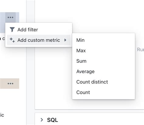 the context menu for metrics dimensions should appear to be right aligned with the button