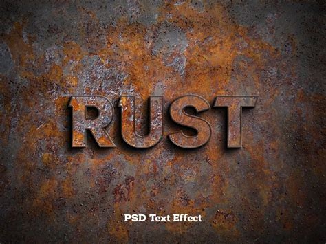 premium psd rust 3d text effect