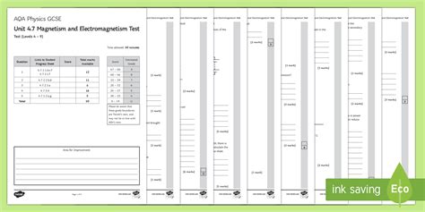 Aqa Physics Separate Unit 7 Magnetism And Electromagnetism Test