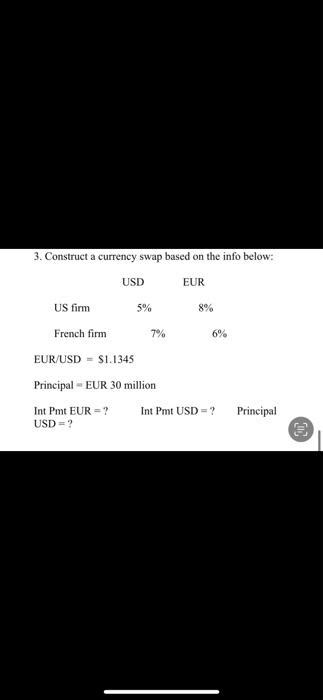 Solved Construct A Currency Swap Based On The Info Below Chegg Com