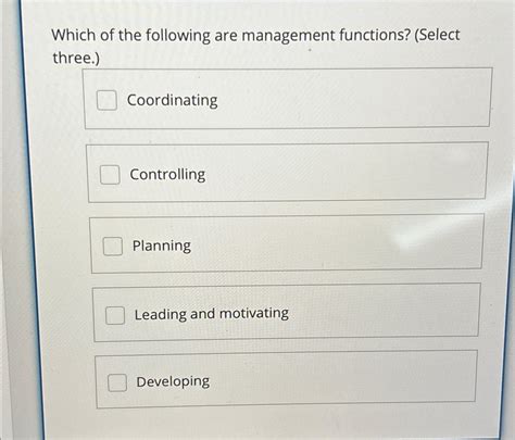 Solved Which Of The Following Are Management Functions Chegg Com