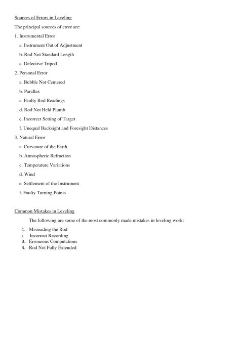 solution fundamentals of surveying sources of errors in leveling