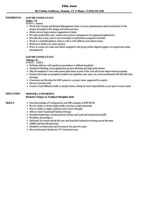 Sap Hr Consultant Resume Samples Velvet Jobs