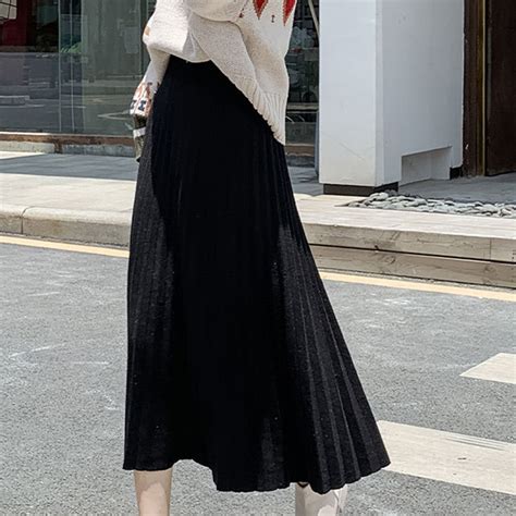 주름 플리트 니트 스커트 밴딩 롱치마