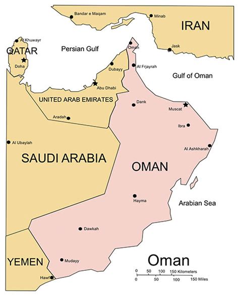 Oman Powerpoint Map Major Cities And Capital Maps For Design