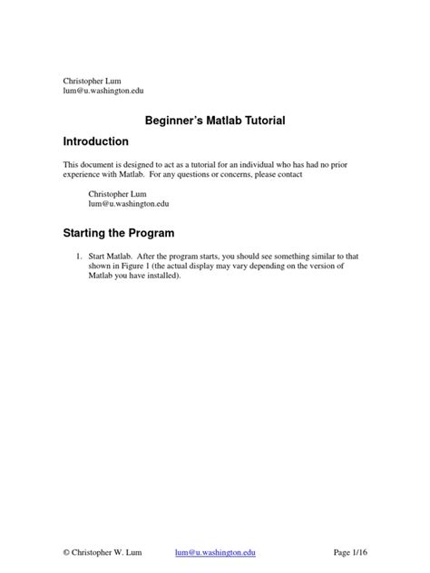 Matlab Tutorial Beginner Pdf