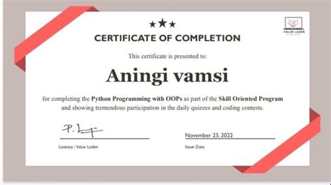 Aningi Vamsi On Linkedin Pythonprogramming Oops Valueladen Certificateofcompletion