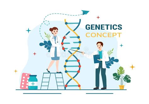 Genetic Science Concept Vector Illustration With Dna Molecule Structure And Science Technology