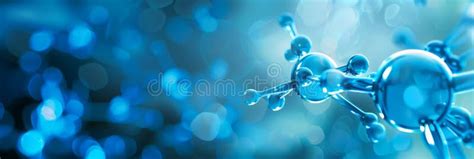 Blue Molecular Structure With Bokeh Effect Background Innovative Concept In Scientific Research