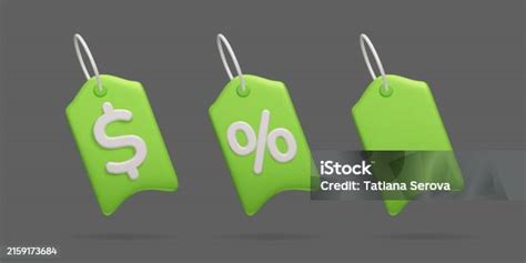 어두운 배경에 고립된 3d 가격표 세트입니다 녹색 판매 프로모션 레이블 달러 할인율 3d 벡터 일러스트 레이 션 세트의 표시 상업 소매 특별 가격 카드 바우처 쿠폰 아이콘