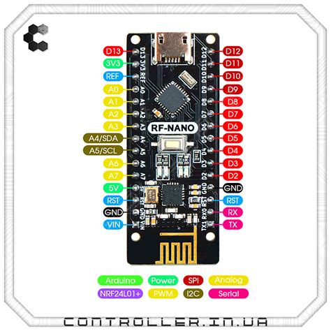 Микроконтроллер Arduino Nano 3 0 Atmega328 Ch340 Microusb с Nrf24l01 2 4g ножки не распаяны Id
