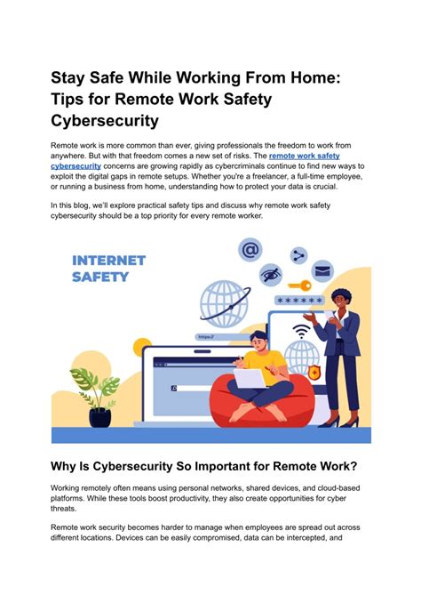 Ppt Stay Safe While Working From Home Tips For Remote Work Safety Cybersecurity Powerpoint