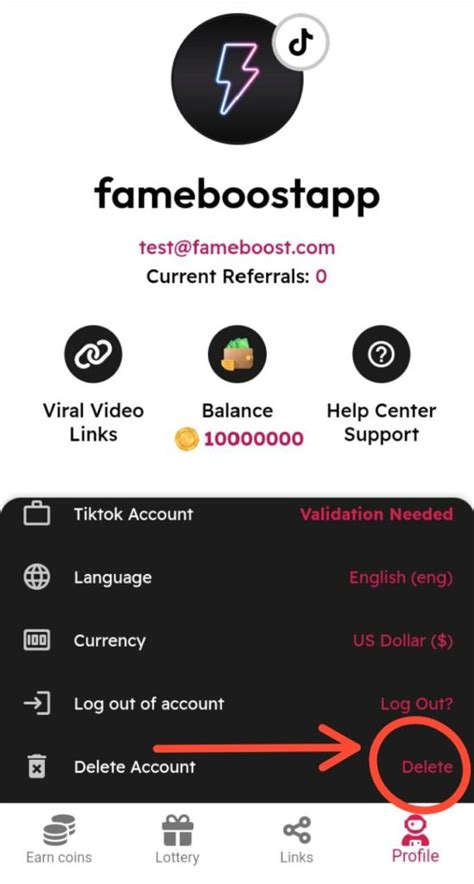 Delete User Account Fameboost