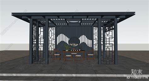 新中式铝艺廊架su模型下载【id1108551776】知末su模型网
