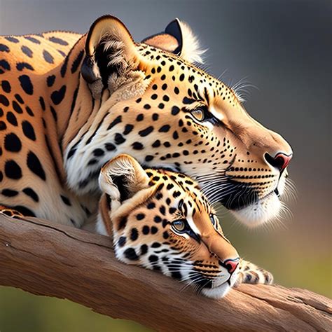Mother Leopard With Her Cub Mother Love Concept Premium Ai Generated