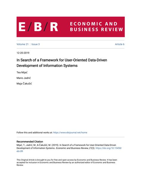 Pdf In Search Of A Framework For User Oriented Data Driven