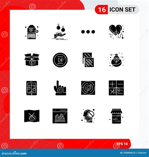 User Interface Pack Of 16 Basic Solid Glyphs Of Box Stethoscope Chat Medical Care Stock