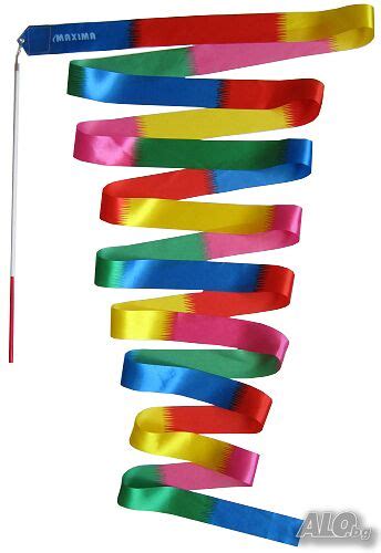 Лента за художествена гимнастика Max 6 м 5 см многоцветна дъга Спортна екипировка фен