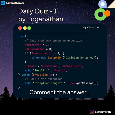 Phpquiz Exceptionhandling Dailychallenge Codingpractice