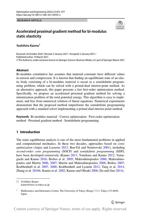 Accelerated Proximal Gradient Method For Bi Modulus Static Elasticity Request Pdf