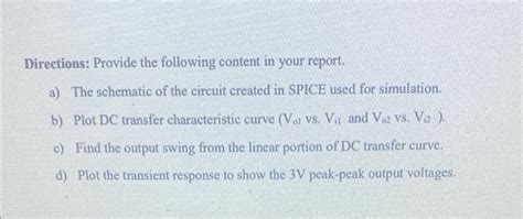 Solved Objective Design A Differential CMOS Amplifier With Chegg