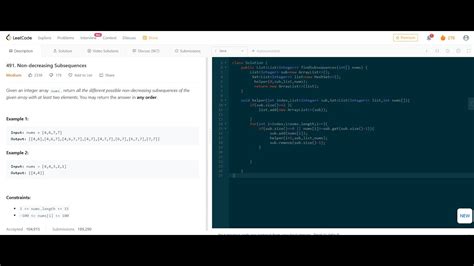 Non Decreasing Subsequence Leetcode Daily Challenge20012023 Youtube