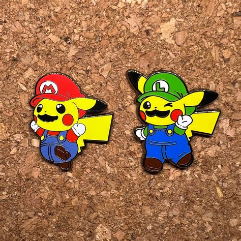 Pika Mario Bros Enamel Pin Etsy
