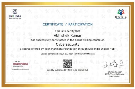 Cybersecurity Skillindia Abhishek Kumar