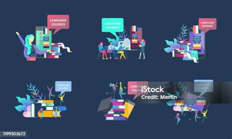 온라인 언어 과정 원격 교육 교육을위한 템플릿 언어 학습 인터페이스 및 교육 개념 교육 개념 청소년 교육 인터넷 Html에 대한 스톡 벡터 아트 및 기타 이미지 Istock