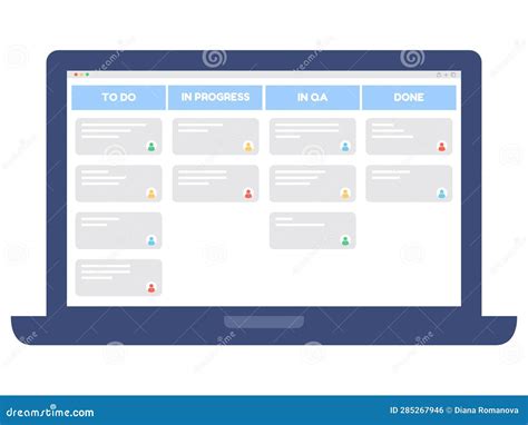 Kanban Board On Notebook Screen To Do In Progress In Qa Done Stages