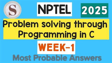 Problem Solving Through Programming In C Nptel Week 1 Answers 2025 Jan Apr Nptel