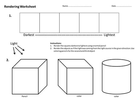 Rendering Worksheet Teaching Resources