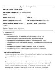Understanding Circular Motion Lab Physics Report Course Hero