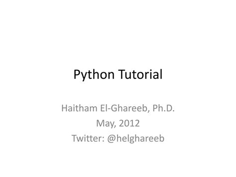 Python Tutorial Part 2 Pptx