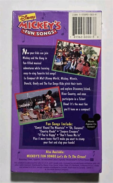 Sing Along Songs Mickeys Fun Songs Campout At Disney World Vhs