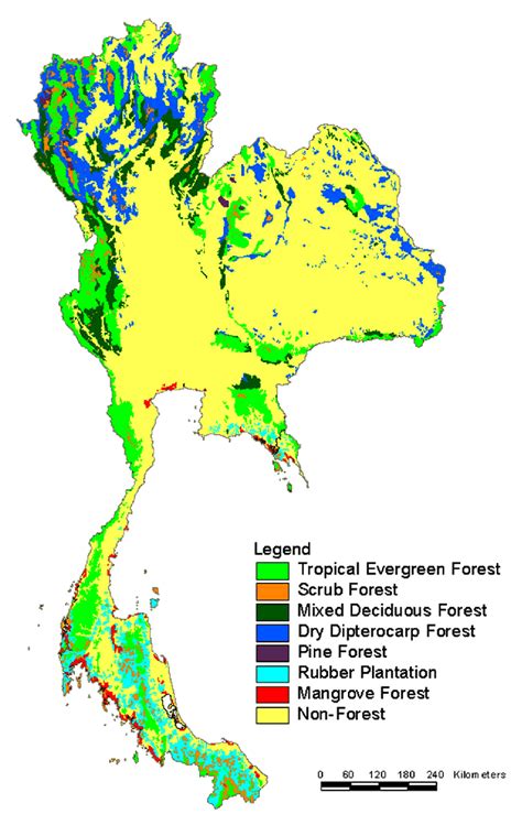 Forest Classification Map Of Thailand Modified From Unep 1997 Forest Classification Map Of Thailand Modified From Unep 1997