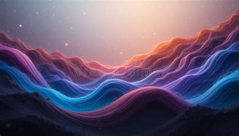 Abstract Waves In Vibrant Hues Of Blue Purple And Orange Create A