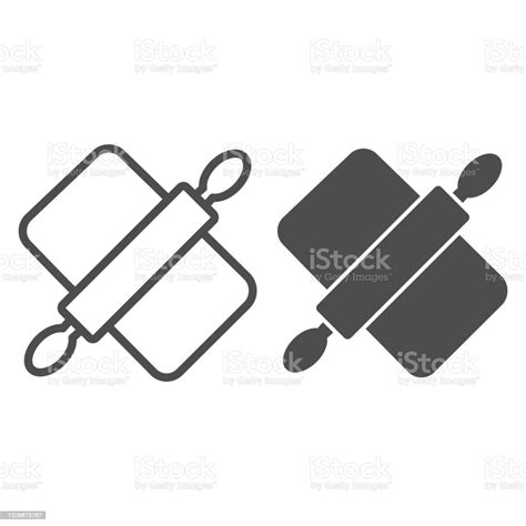 롤링 핀 과 보드 라인과 솔리드 아이콘 요리 개념 반죽 만들기 도구는 흰색 배경에 로그인 모바일 웹 디자인에 대한 개요 스타일의 도마와 빵 롤러 아이콘 벡터 그래픽 10에