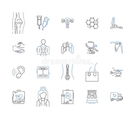 Health Check Up Outline Icons Collection Examination Diagnosis
