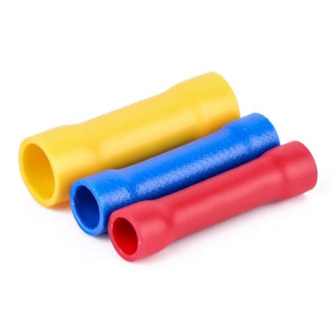 50pcs Insulated Straight Butt Connectors Electrical Crimp Terminals Assorted Kits Wire Cable